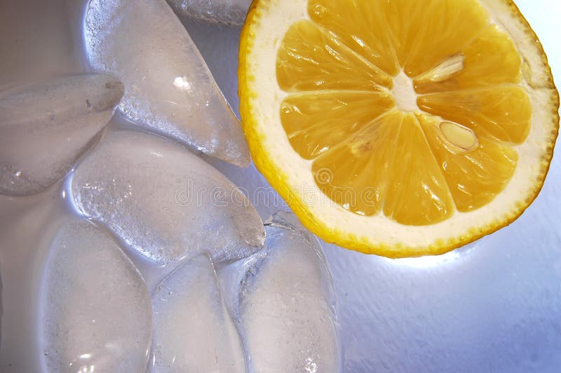 Lemon slice on ice stock image. Image of culinary, details - 3722815