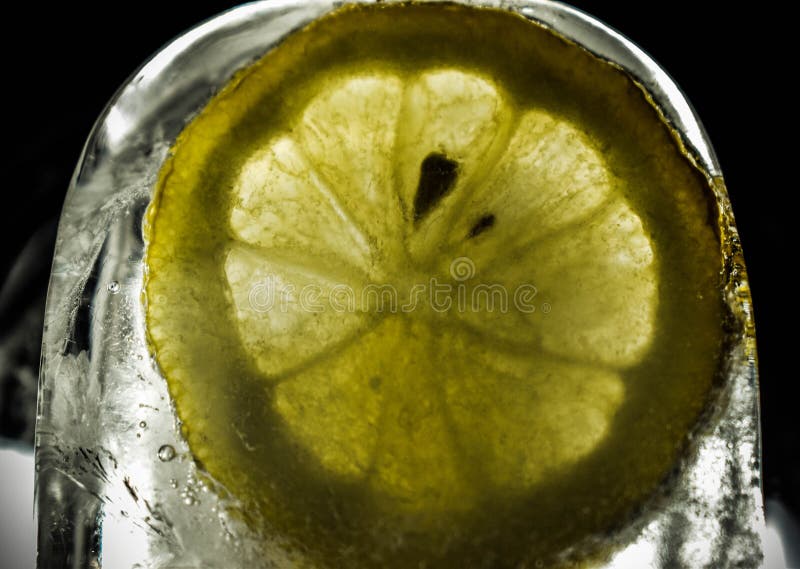 Lemon Slice in Ice with Back Light Stock Image - Image of iced, eating ...