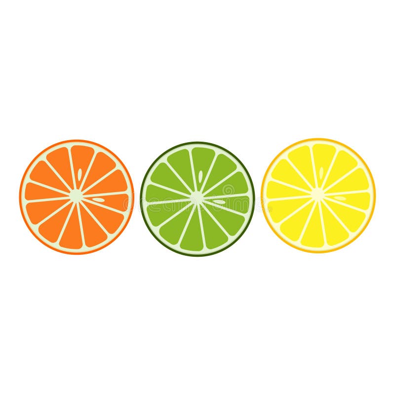 Lemon Slice, Lime Slice and Orange Slice, Vector Illustration. Stock Vector - Illustration of ...