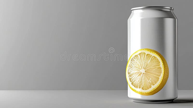 Lemon Slice Positioned Blank Aluminum Can White Background Stock Photos ...