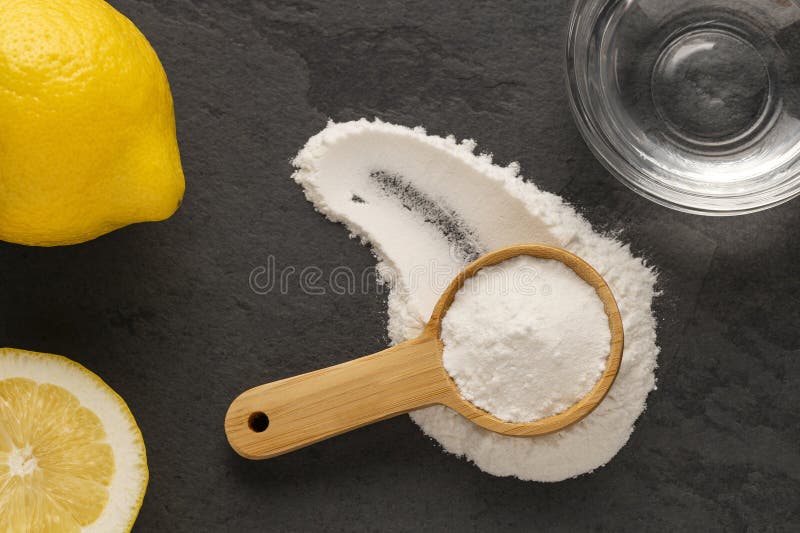 Lemon Slice with Vinegar and Baking Soda - Citrus Limon Stock Photo ...
