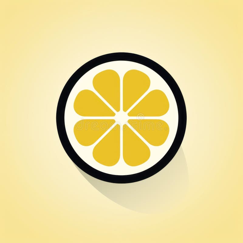 Flat Lemon Slice Icon on Yellow Background with Layered Imagery Stock ...
