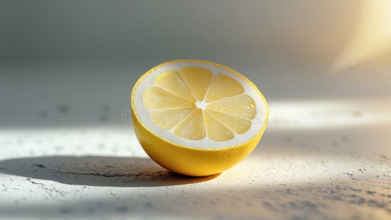 Lemon Slice on White Textured Surface with Shadow. Stock Photo - Image ...