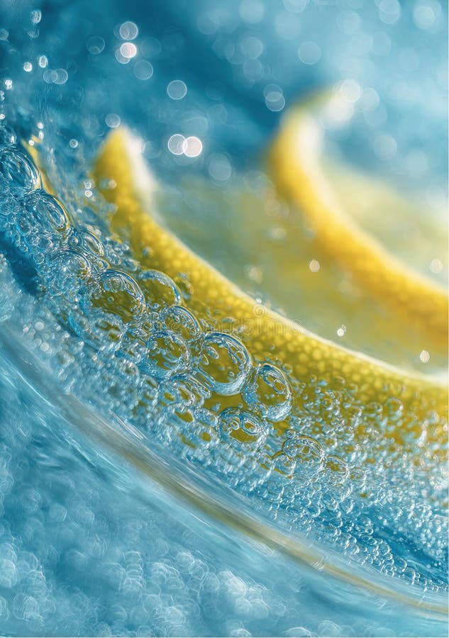 Lemon Slices Creating Bubbles in Refreshing Sparkling Water Drink Stock ...