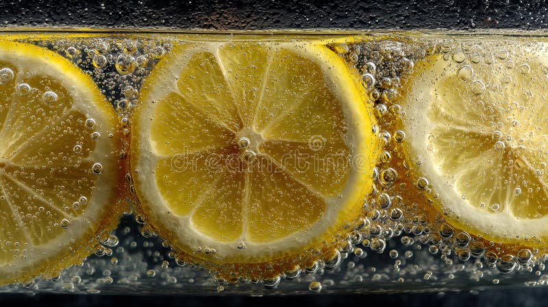 Lemon Slices Float in Sparkling Water, Creating a Refreshing and ...