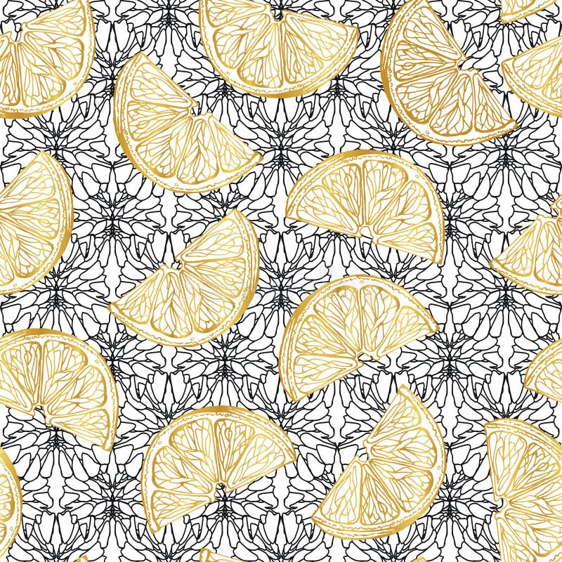 Lemon Slices on a Geometric Background Stock Vector - Illustration of ...