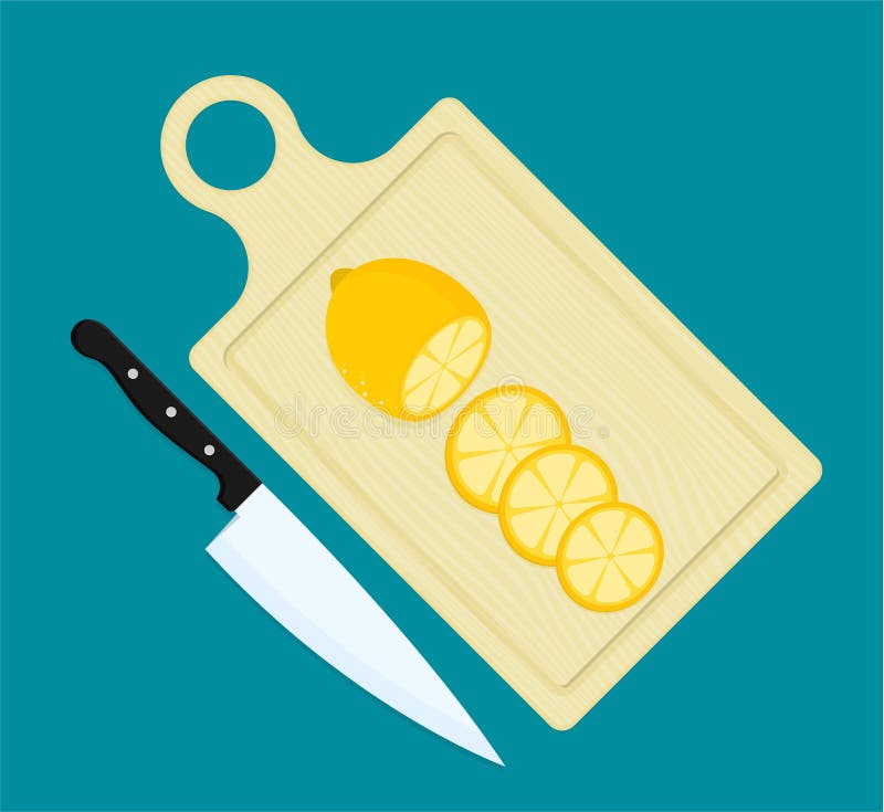 Lemon cutting Board knife stock vector. Illustration of lime - 86020866