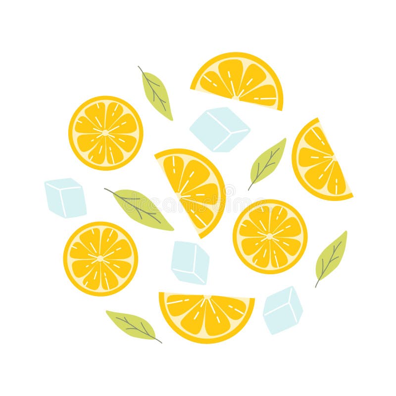 Lemon Slices with Mint and Ice. Card with Lemons. Lemonade Concept ...