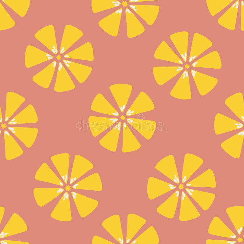 Lemon Slices on Rust Orange Background Texture. Stock Vector ...