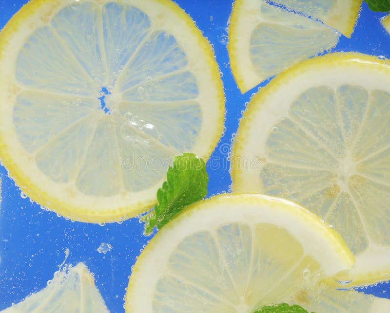 Lemon Slices in Sparkling Mineral Water Stock Image - Image of ...