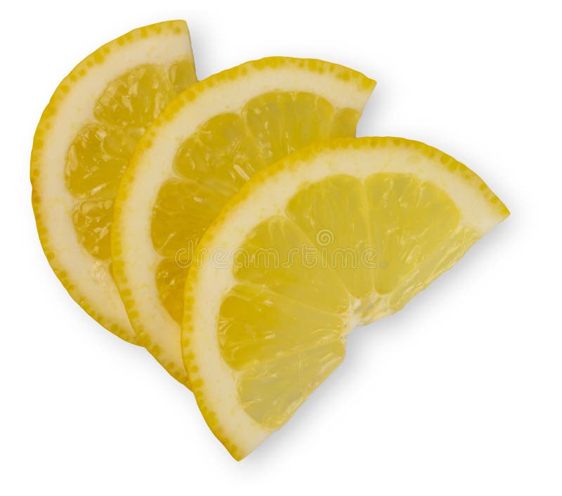 Lemon Slices, Three Fresh Half Circle Raw Yellow Citrus Slices. Stock ...