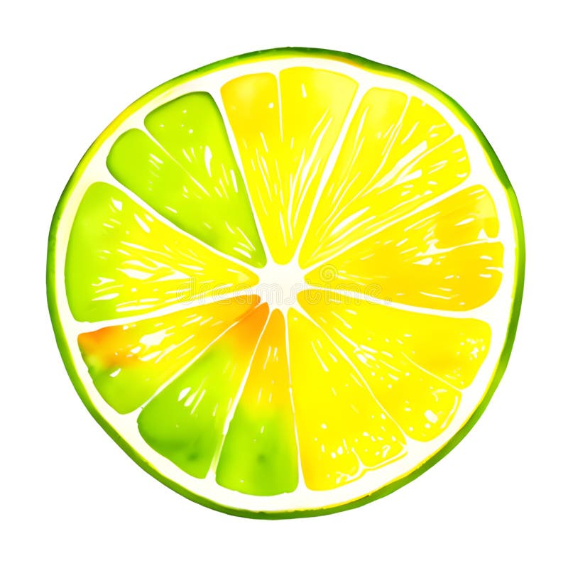 Lemon Slices on White Background, Watercolor Style, AI Generated Stock ...