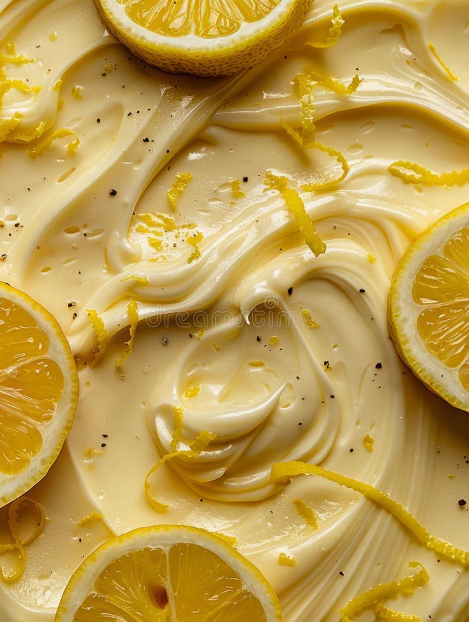 Lemon Slices and Zest on Creamy Whipped Texture Stock Image - Image of ...