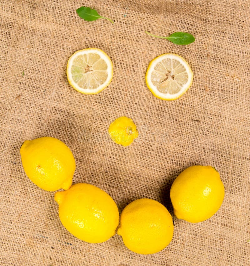 Lemon Smiley Face on a Canvas Stock Image - Image of lemons, sliced ...