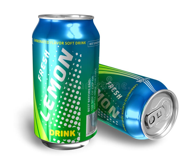 Lemon Soda Drink in Metal Can Stock Illustration - Illustration of ...