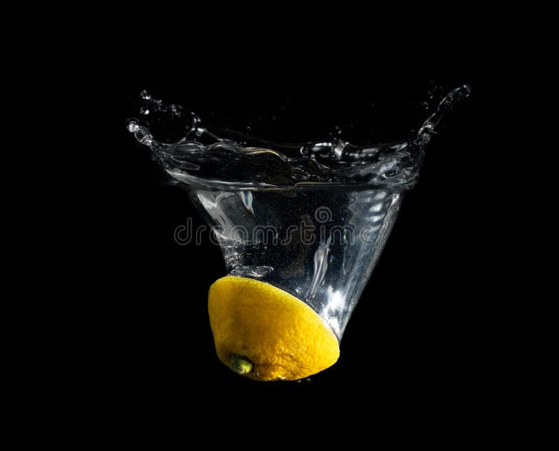 Lemon Splash on Black Background Stock Image - Image of fresh, clear ...