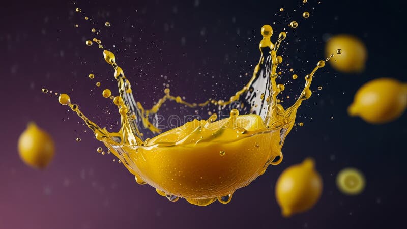 Lemon Splash in Motion stock illustration. Illustration of ...