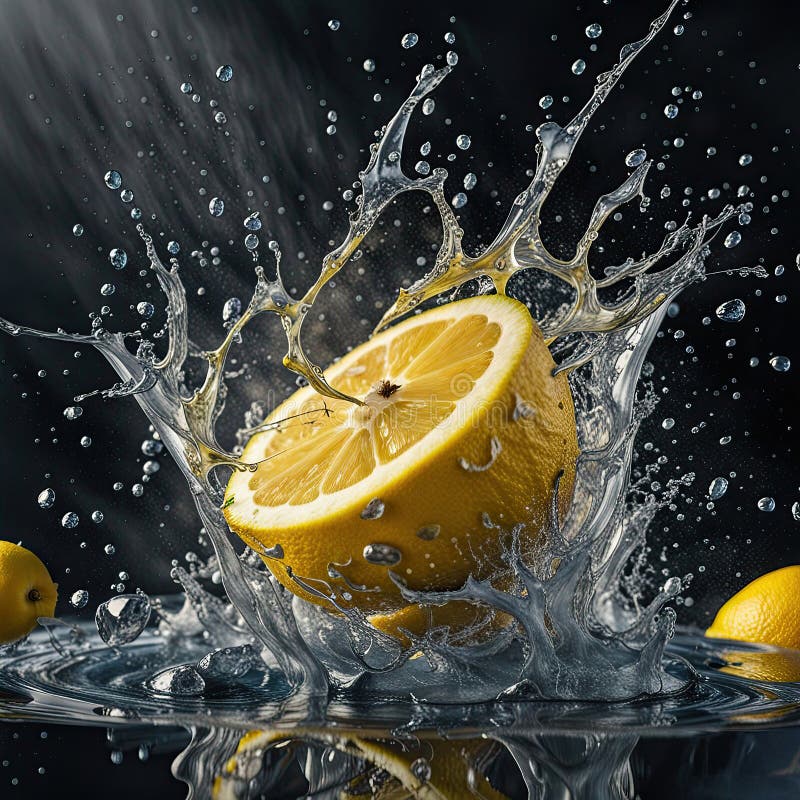 Lemon Splash in Refreshing Water Stock Illustration - Illustration of ...