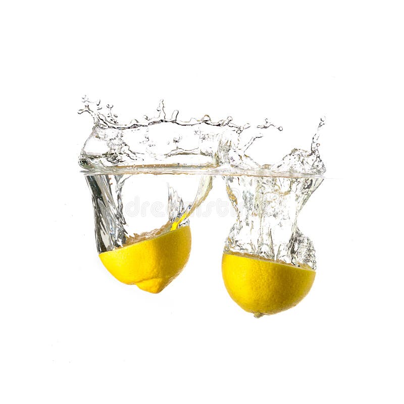 Lemon Splash on Water, Isolated Stock Photo - Image of falling, fruit ...