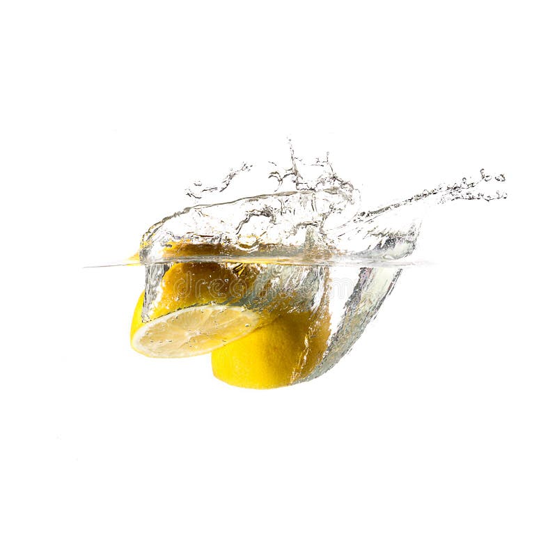 Lemon Splash on Water, Isolated Stock Photo - Image of falling, fruit ...