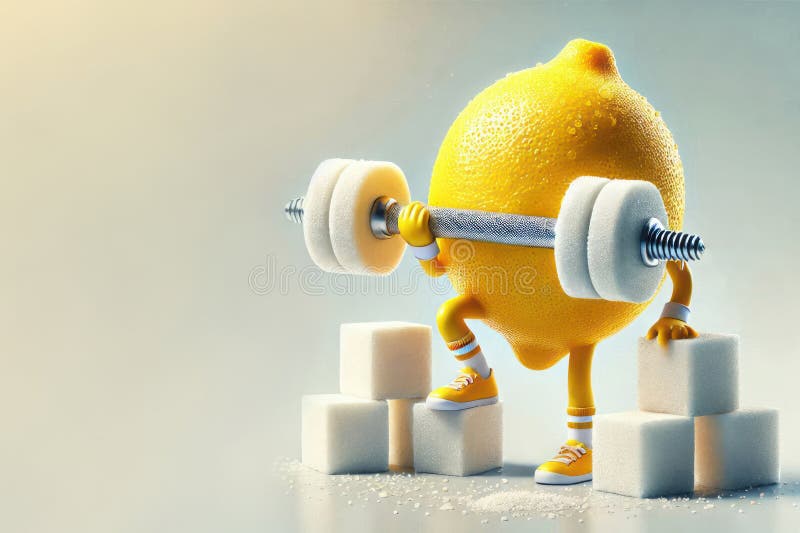 Lemon in Sports Equipment Raises Sugar. Space for Text. Stock Image ...
