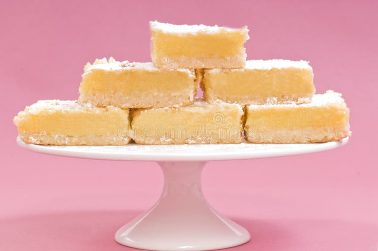 Lemon Squares on a White Cake Stand Stock Photo - Image of yellow ...