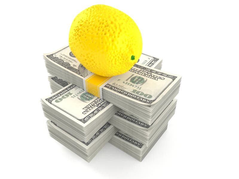 Lemon on stack of money stock illustration. Illustration of copy ...