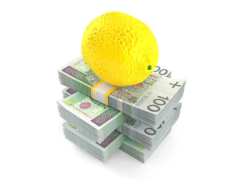 Lemon on stack of money stock illustration. Illustration of empty ...