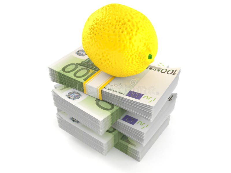 Lemon on stack of money stock illustration. Illustration of european ...