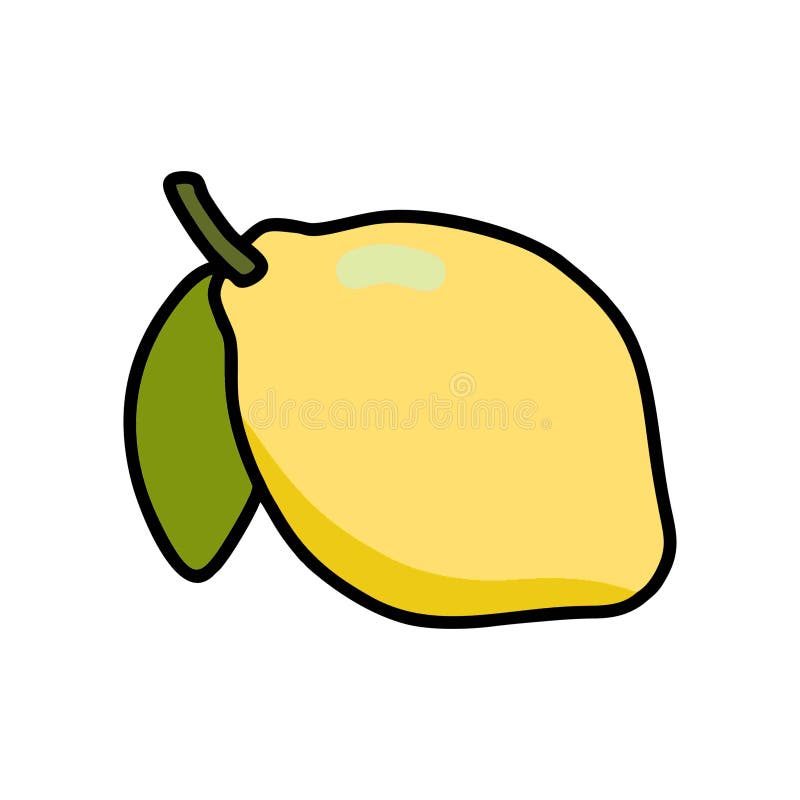 Lemon with stem and leaf stock vector. Illustration of healthy - 307775551