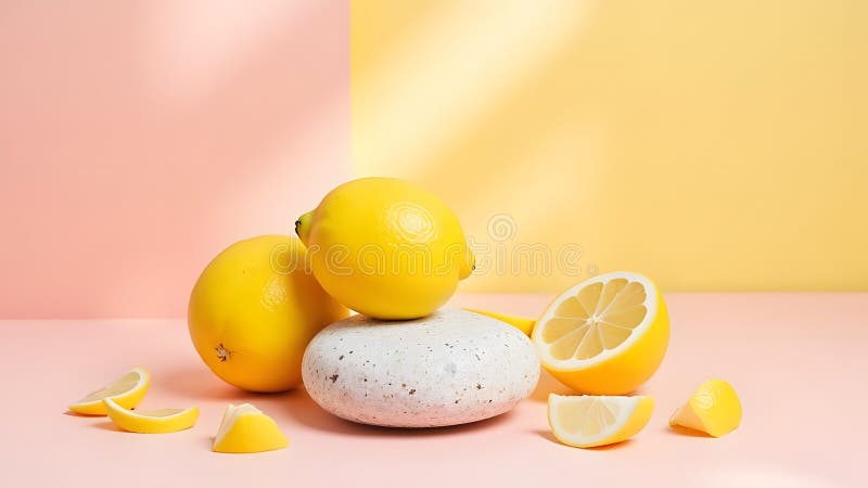 Lemon Stone Fresh Airy Product Display Studio Elegance Stock Photos ...
