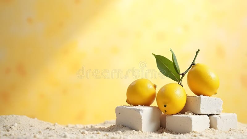 Lemon and Stone: a Soft Pastel Haven with Golden Dust Stock Image ...