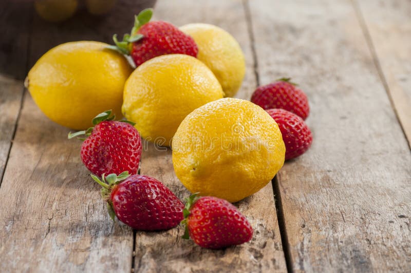 Lemon and strawberries stock image. Image of slices, juicy - 88128135