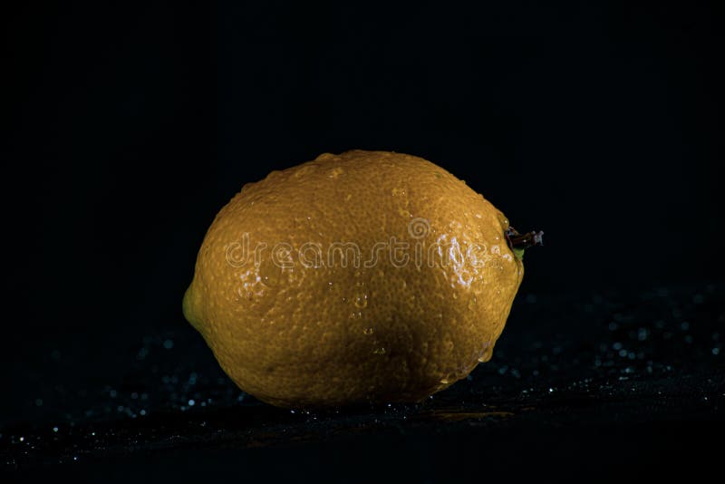 Lemon in Studio on Black Background Stock Image - Image of fruit ...
