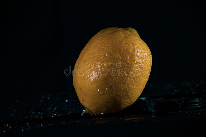 Lemon in Studio on Black Background Stock Image - Image of fruit ...