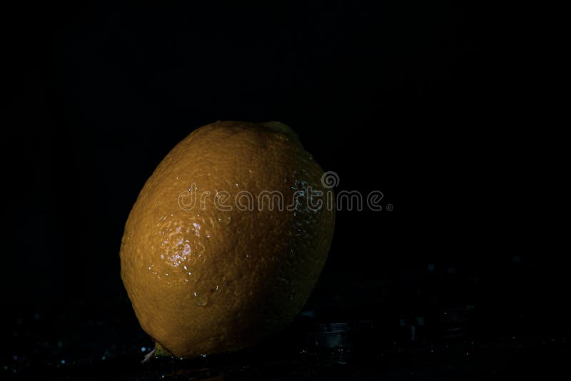 Lemon in Studio on Black Background Stock Image - Image of citrus ...
