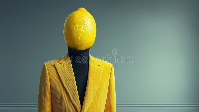 Lemon Headed Figure in Bold Yellow Suit Stock Photo - Image of fashion ...