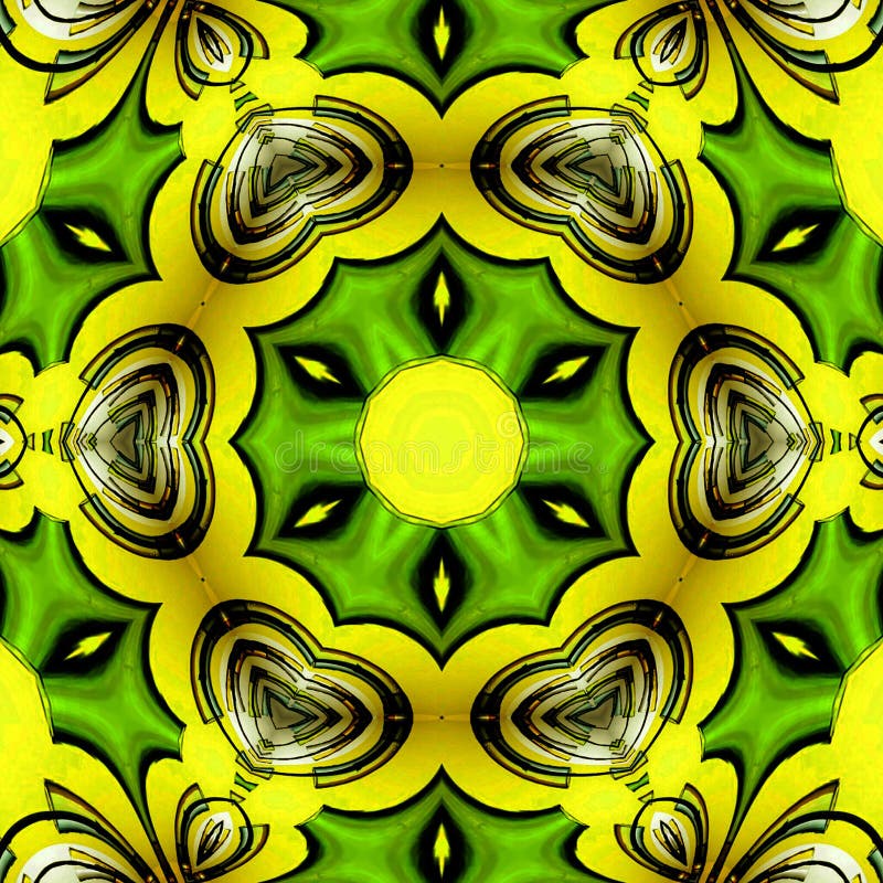 Lemon Sun Star Mandala, Spring Yellow Green Mandala Stock Illustration ...