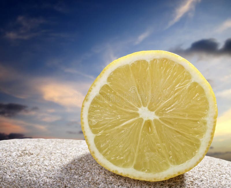 Lemon and sunset sky stock image. Image of chopped, organic - 119199305