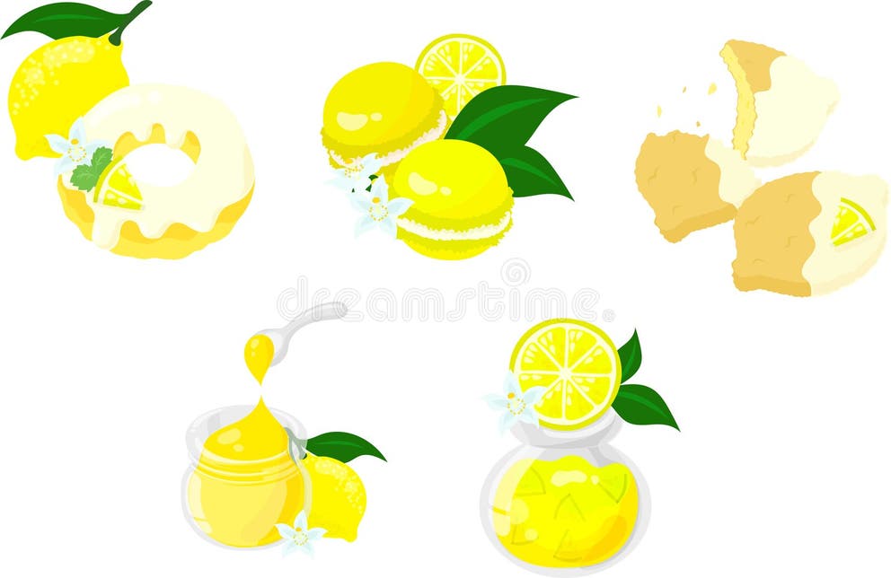 Refreshing Lemon Sweets Icon Collection Stock Vector - Illustration of ...