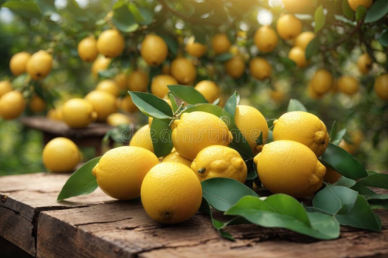 Lemon on Table at Lemon Farm Background Stock Illustration ...