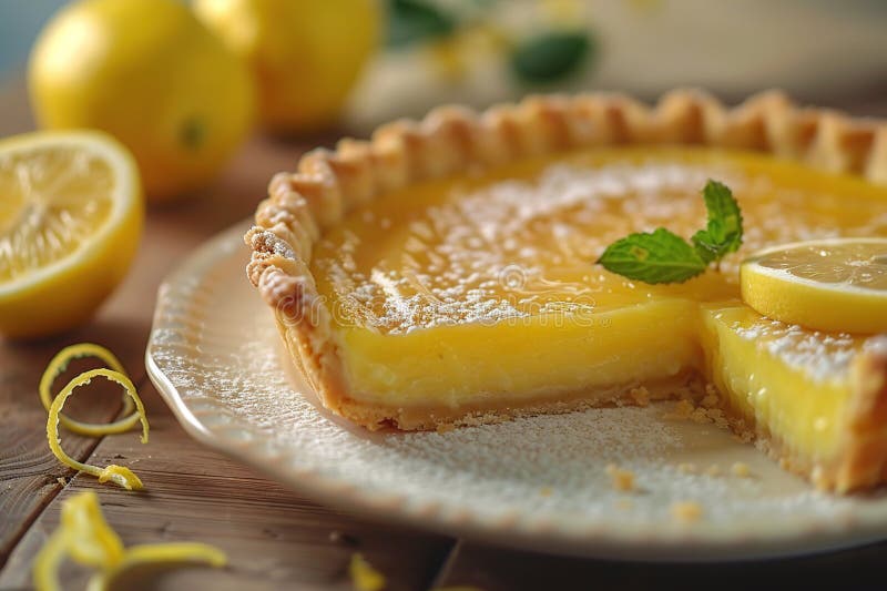Lemon Tart with a Side of Freshness Stock Illustration - Illustration ... Lemon Tart with a Side of Freshness Stock Illustration - Illustration ...