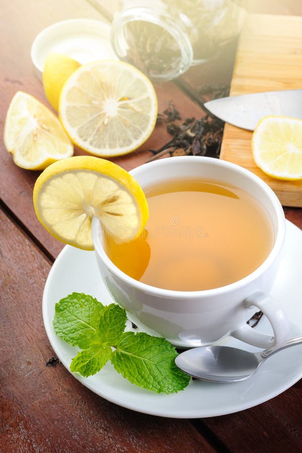 Lemon tea stock image. Image of mint, lemon, organic - 52237287