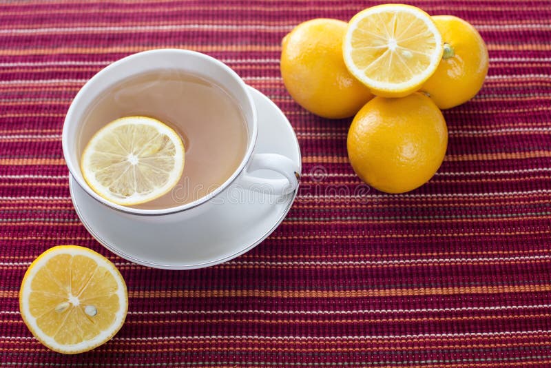 Lemon Tea on Red Stripes Platemat Stock Image - Image of citrus, solid ...