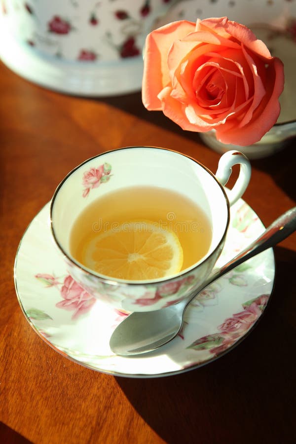 Lemon tea and rose stock photo. Image of healthy, indoors - 12729404