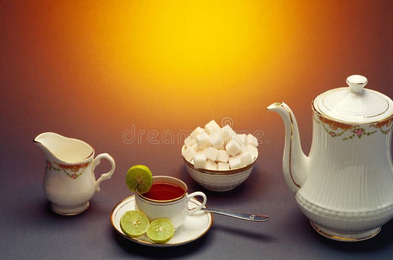 Lemon Tea Served in Tea Set India Stock Photo - Image of fruits, cubes ...