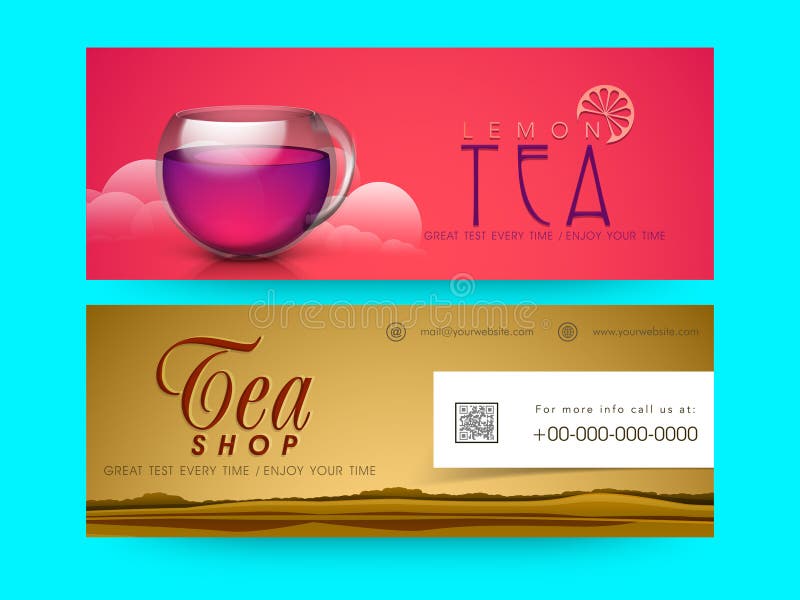 Lemon Tea Shop Visiting Card or Header Set in Two Color Option Stock ...