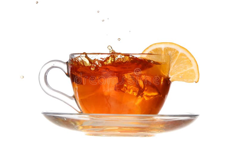Lemon Tea with a Splash on a White Background Stock Image - Image of ...