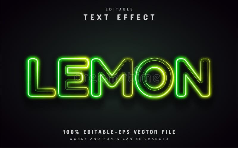 Lemon Text Effect Neon Style Stock Vector - Illustration of vibrant ...