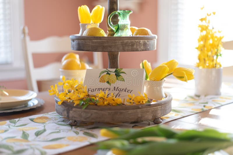 Lemon Themed Spring Table Decor Stock Image - Image of decorations ...